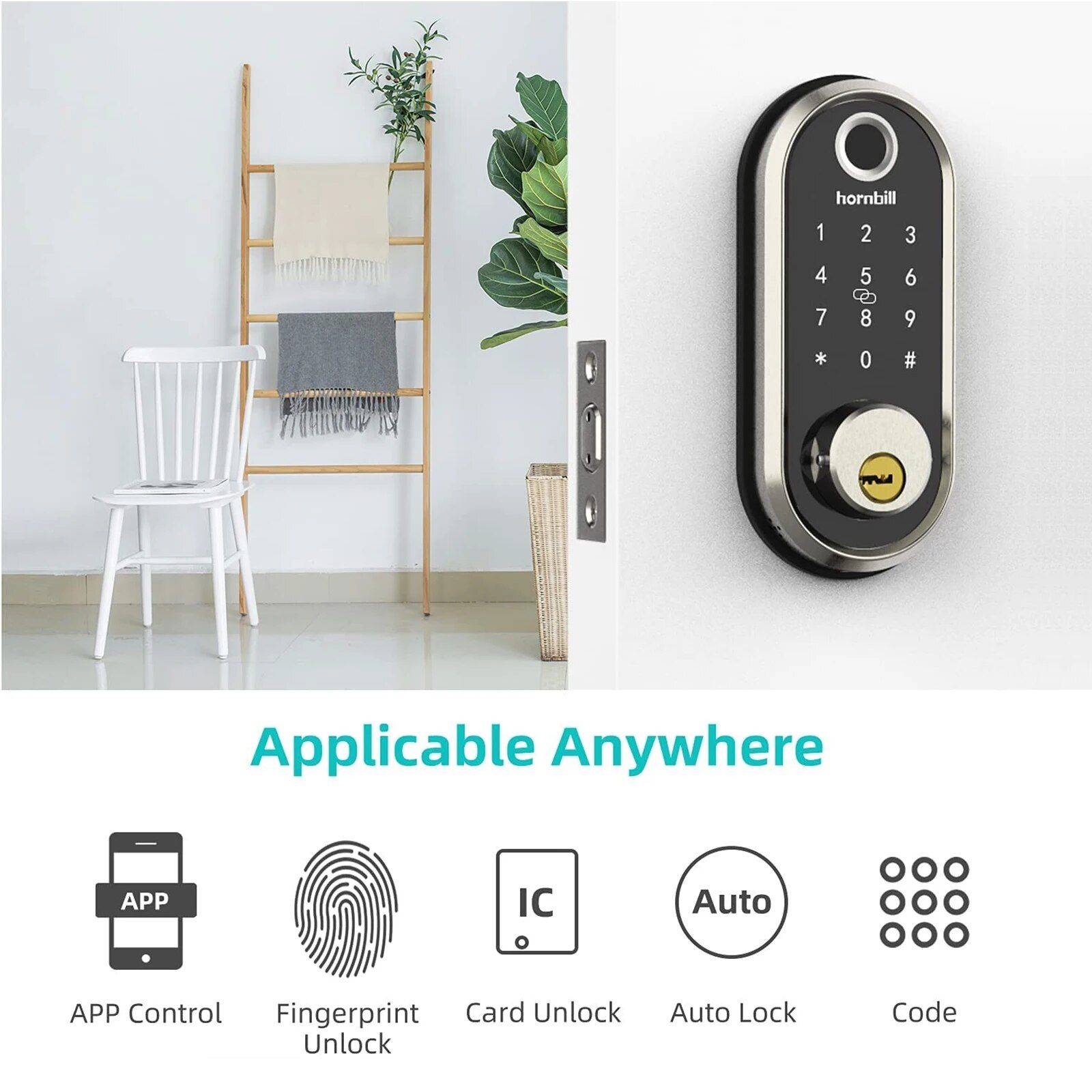 WiFi Enabled Smart Door Lock with Biometric Fingerprint, IC Card, and ...